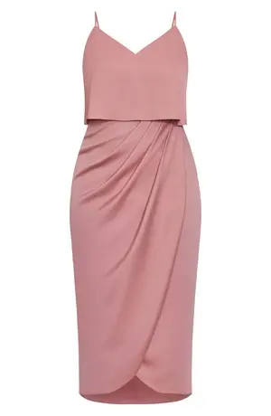 City Chic Midi Dress With Overlay