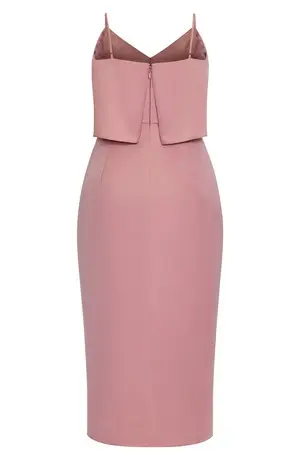 City Chic Midi Dress With Overlay