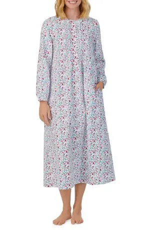 LANZ OF SALZBURG Ballet Long Sleeve Flannel Nightgown - Wht Grd