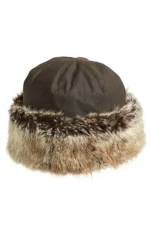Barbour Ambush Waxed Cotton Hat With Faux-fur Trim