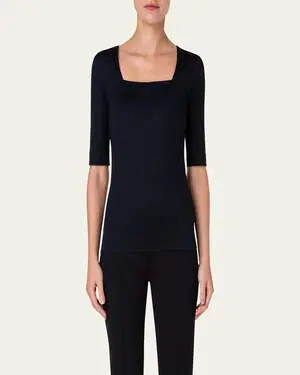 Akris Square-neck Top - Black