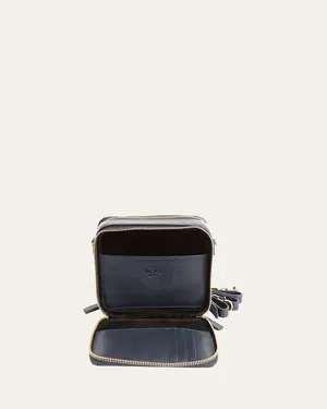 ROYCE NEW YORK Monogrammed Leather Camera Bag - Black