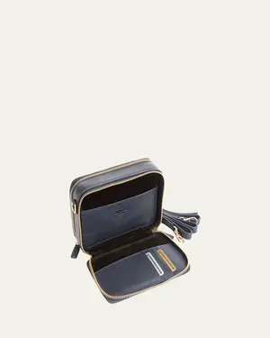 ROYCE NEW YORK Monogrammed Leather Camera Bag - Black