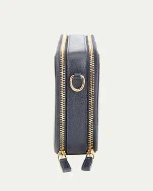 ROYCE NEW YORK Monogrammed Leather Camera Bag - Black