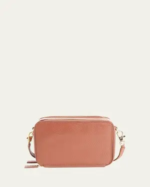 ROYCE NEW YORK Monogrammed Leather Camera Bag - Tan