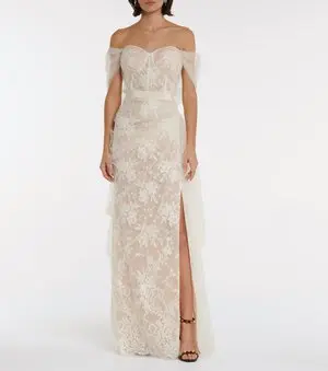 Alexander Mcqueen Bridal Guipure Lace And Tulle Gown - White | Editorialist