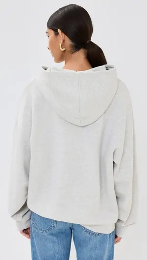 ANINE BING Harvey Distressed Logo Hoodie - Grey Melange