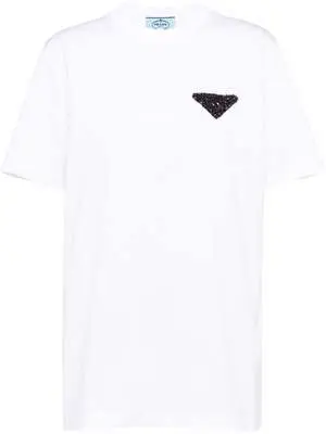 Prada Triangle-logo Crystal-embellished T-shirt