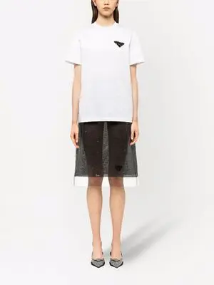 Prada Triangle-logo Crystal-embellished T-shirt