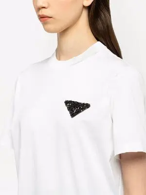 Prada Triangle-logo Crystal-embellished T-shirt