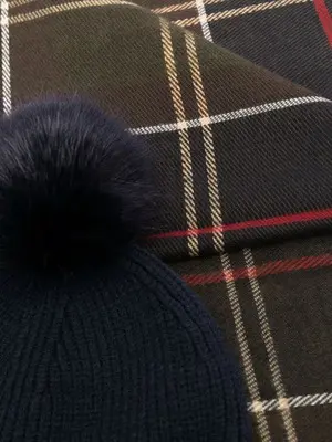 Barbour Tartan Scarf And Hat Set - Blue