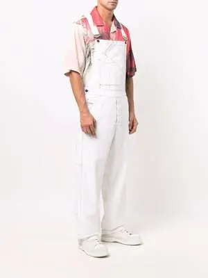 DIESEL® Contrast-stitch Dungarees - White