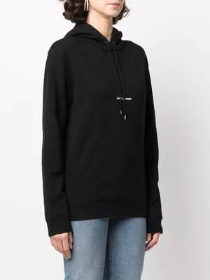 Saint Laurent Logo-print Hoodie - Black