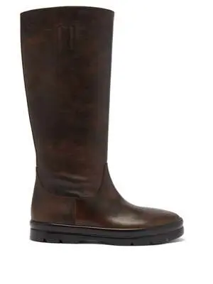 THE ROW The Row - Billie Patinated-leather Boots - Womens - Brown - Brown
