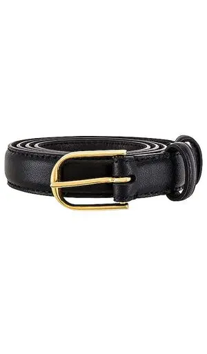 NILI LOTAN Jane Leather Belt - Black & Shiny Brass