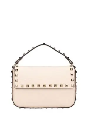 Valentino Garavani VALENTINO GARAVANI Small Rockstud Leather Top Handle Bag - Light Ivory