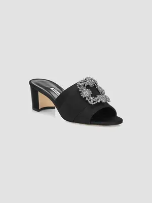 Manolo Blahnik Martanew 50mm Embellished Satin Mules