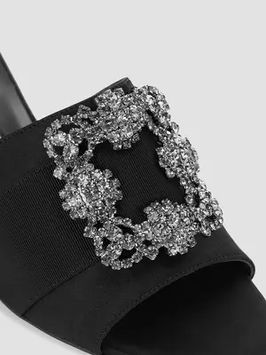 Manolo Blahnik Martanew 50mm Embellished Satin Mules