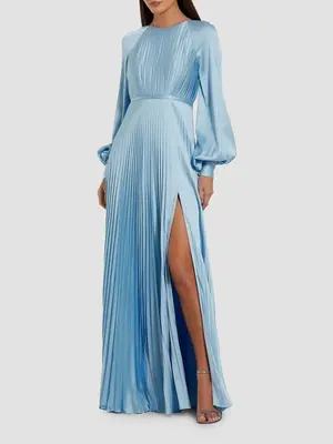 Mac Duggal Ieena Pleated A-line Chiffon Gown - Ice Blue