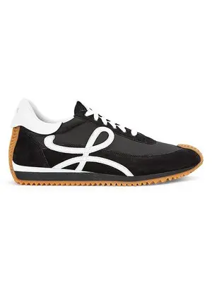 Loewe Men's Flow Runner Monogram Logo Sneakers - White  - Black White