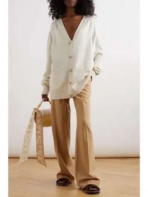 Chloé Wool-blend Wide-leg Pants - Beige