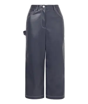 Staud Domino Cropped Vegan Leather Wide-leg Pants