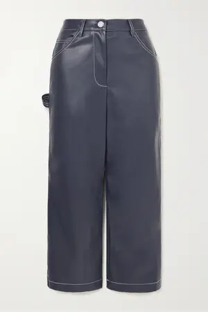 Staud Domino Cropped Vegan Leather Wide-leg Pants