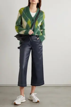 Staud Domino Cropped Vegan Leather Wide-leg Pants