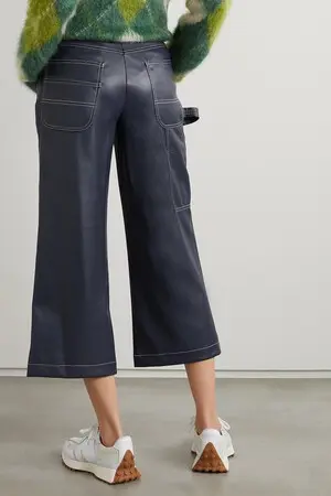 Staud Domino Cropped Vegan Leather Wide-leg Pants