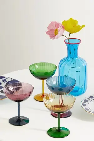 La DoubleJ Rainbow Set Of Four Murano Glass Champagne Coupes - Blue