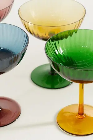 La DoubleJ Rainbow Set Of Four Murano Glass Champagne Coupes - Blue