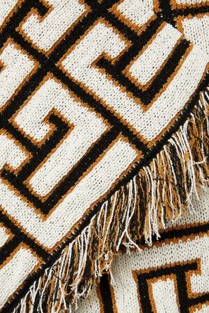 Balmain Wrap-effect Fringed Jacquard-knit Mini Skirt