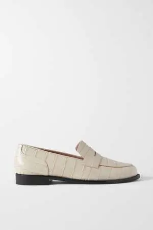 PORTE & PAIRE Croc-effect Leather Loafers