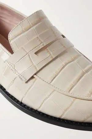 PORTE & PAIRE Croc-effect Leather Loafers