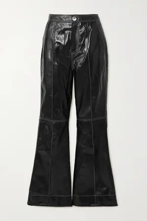 GANNI Leather Flared Pants