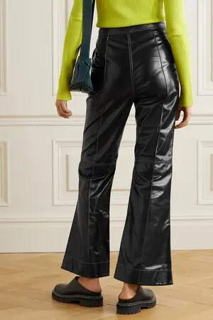 GANNI Leather Flared Pants