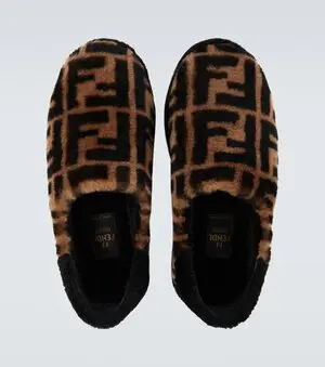 Fendi Ff Shearling Slippers