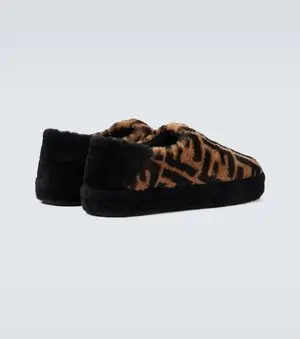 Fendi Ff Shearling Slippers