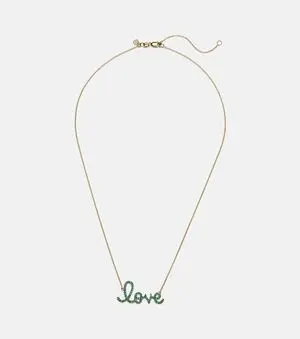 SYDNEY EVAN Love 14kt Gold Necklace With Diamonds - Green