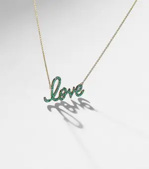 SYDNEY EVAN Love 14kt Gold Necklace With Diamonds - Green
