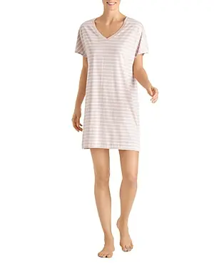 Hanro Laura Oversized Sleep Tee Marzipan Stripe