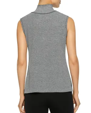 Misook Striped Mock Neck Sleeveless Tank