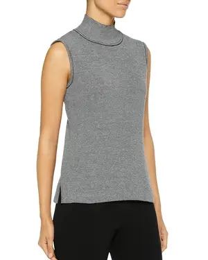 Misook Striped Mock Neck Sleeveless Tank