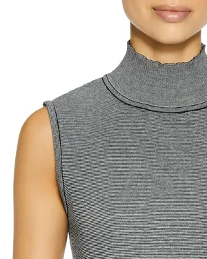 Misook Striped Mock Neck Sleeveless Tank
