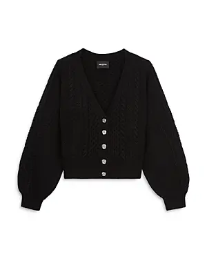 The Kooples Cable Knit Cardigan - Black