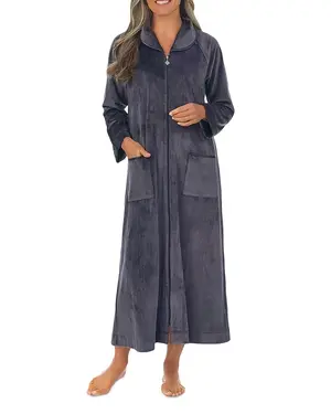 Eileen West Long Zip Robe - Charcoal