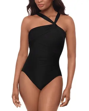 Miraclesuit Rock Solid Europa Asymmetric One Piece Swimsuit - Black