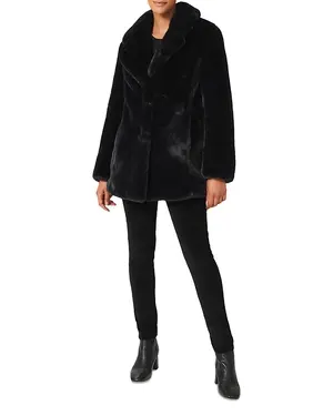 HOBBS LONDON Briony Faux Fur Coat - Navy Blue