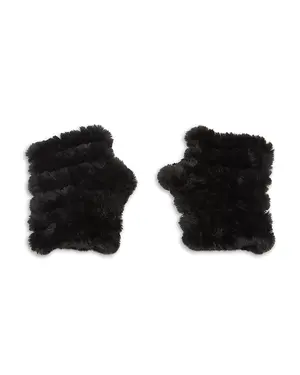Jocelyn Mandy Faux Fur Fingerless Mittens - Black