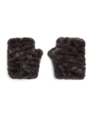 Jocelyn Mandy Faux Fur Fingerless Mittens - Chocolate